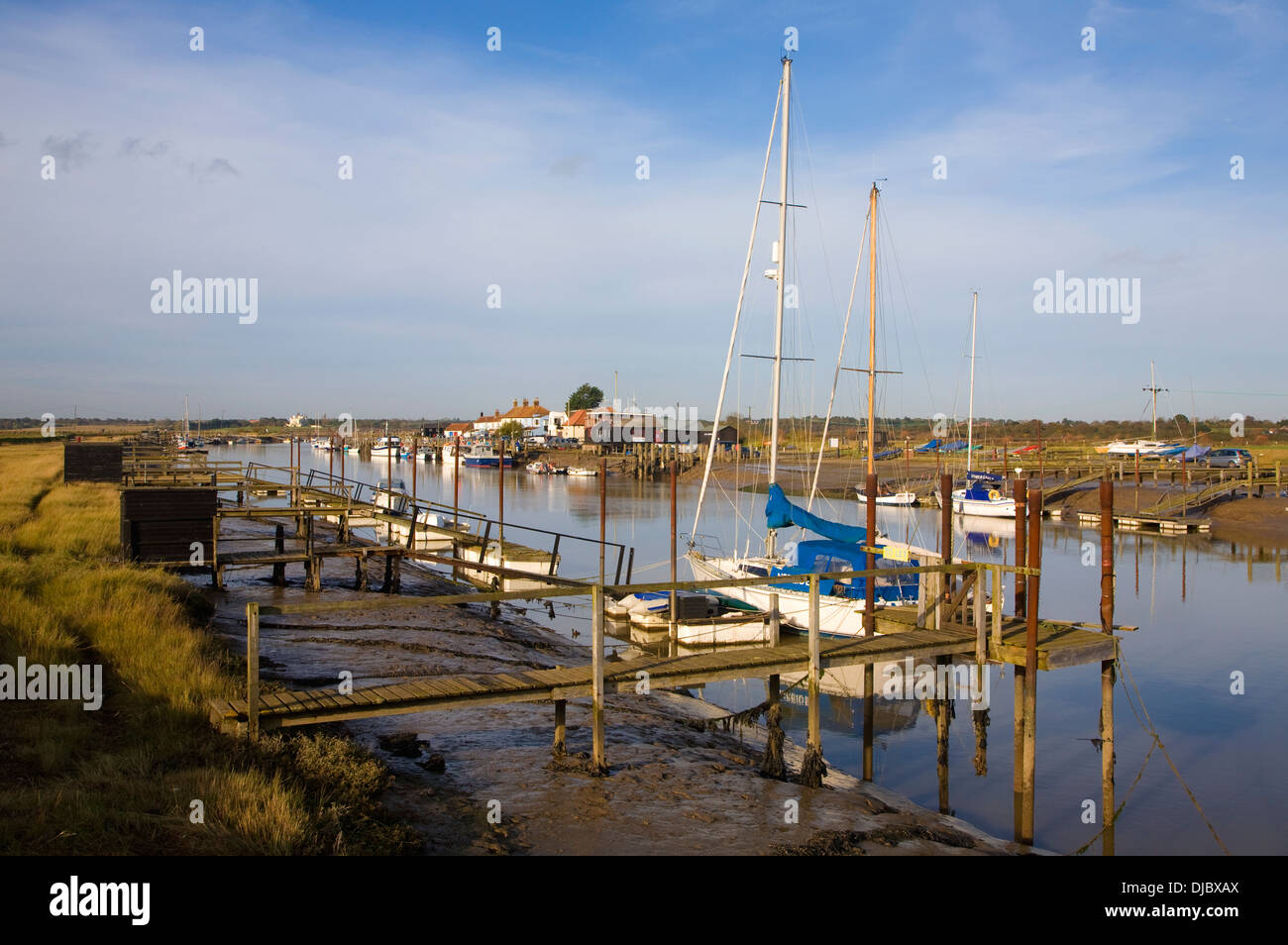 Boats on River Blyth, Southwold harbour from Walberswick, Suffolk ...