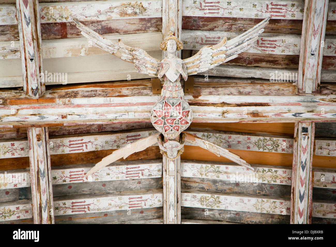 Angel carving in ceiling Holy Trinity church Blythburgh Suffolk England ...