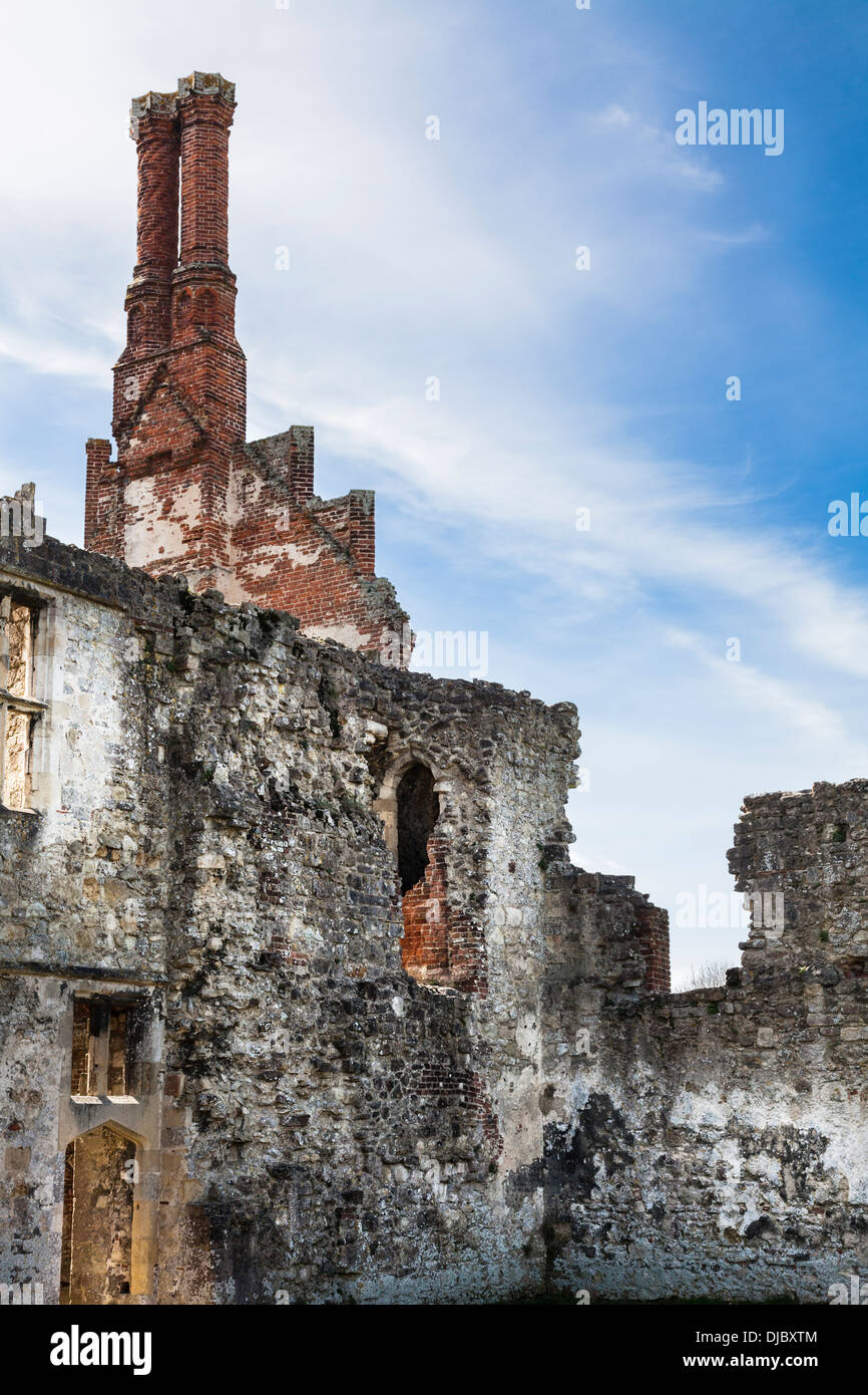Chimney standing clear of the ruin walls at Titchfield Abbey Stock ...
