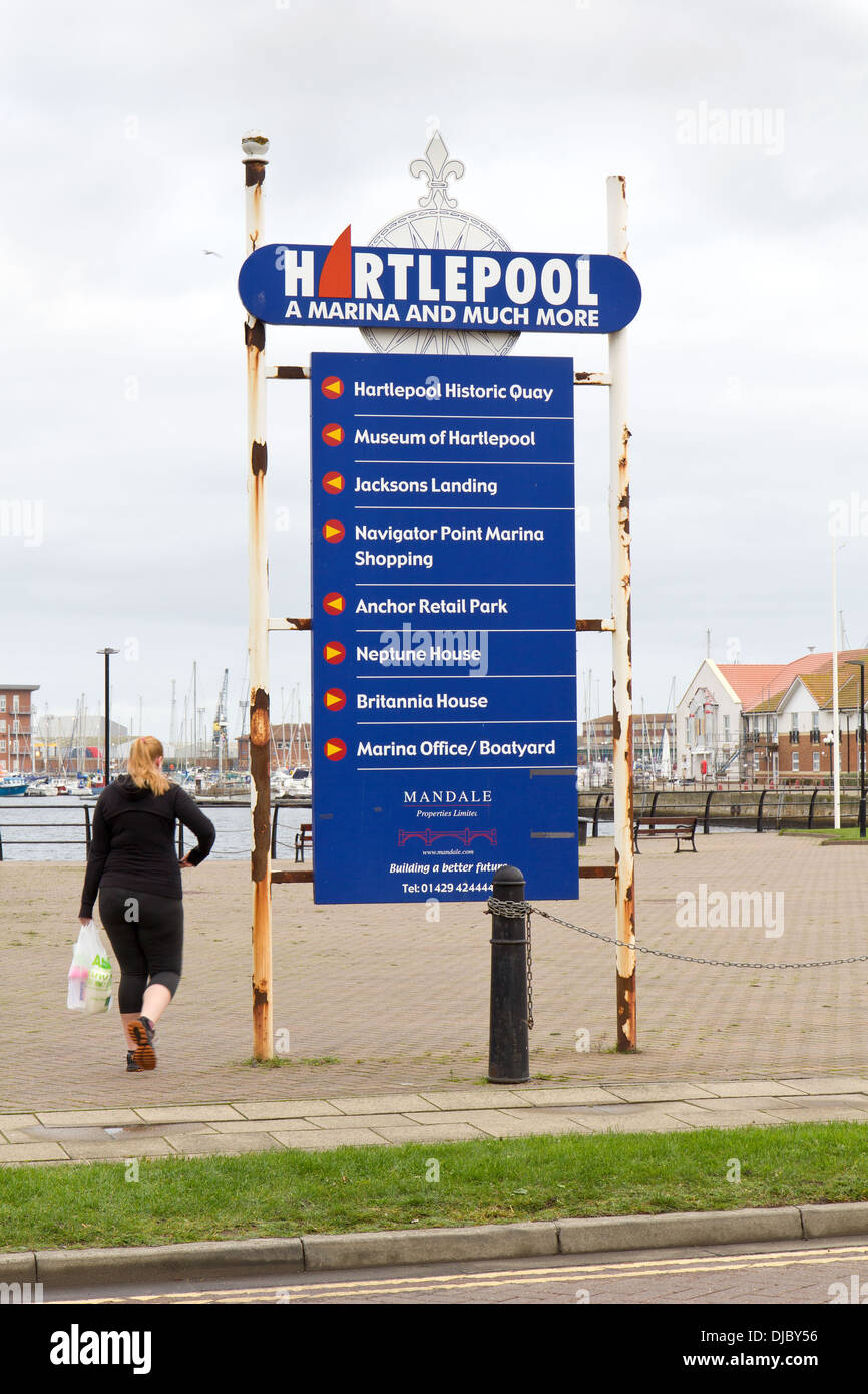 Hartlepool Marina - sign Stock Photo - Alamy