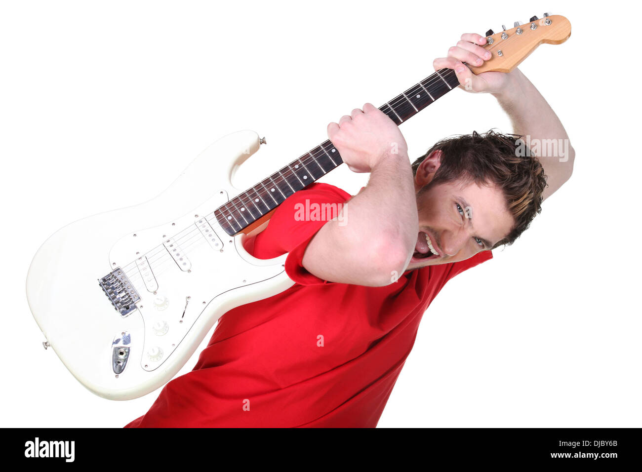 Aggressive young man smash guitar hi-res stock photography and images ...