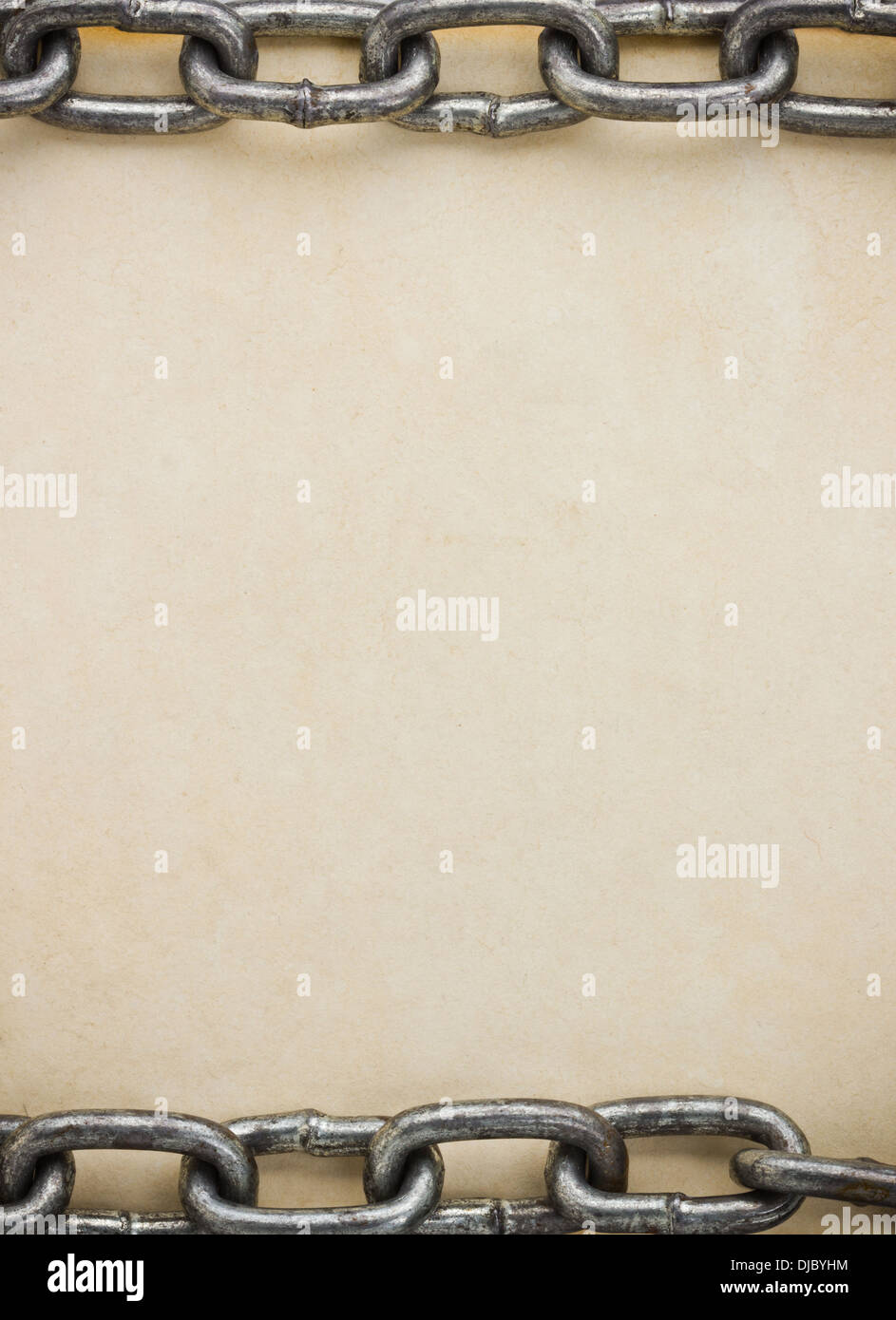 chain frame on parchment texture background Stock Photo - Alamy