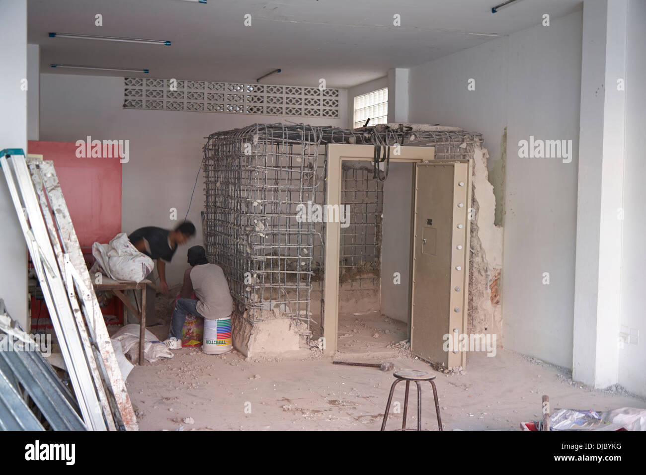 The demolition and structure of safe ex strongroom in bank, Thailand ...