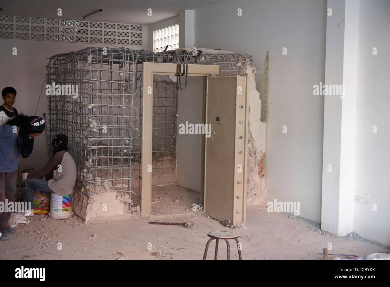 The demolition and structure of safe ex strongroom in bank, Thailand ...