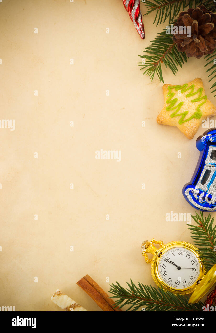 christmas concept on aged parchment paper Stock Photo - Alamy