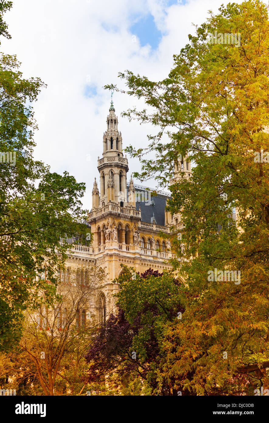 Rathaus building in Vienna at autumn through park trees Stock Photo - Alamy