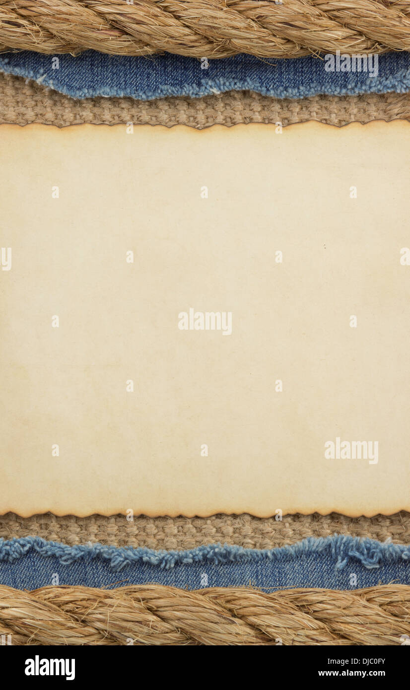 ship ropes on jeans background texture Stock Photo - Alamy