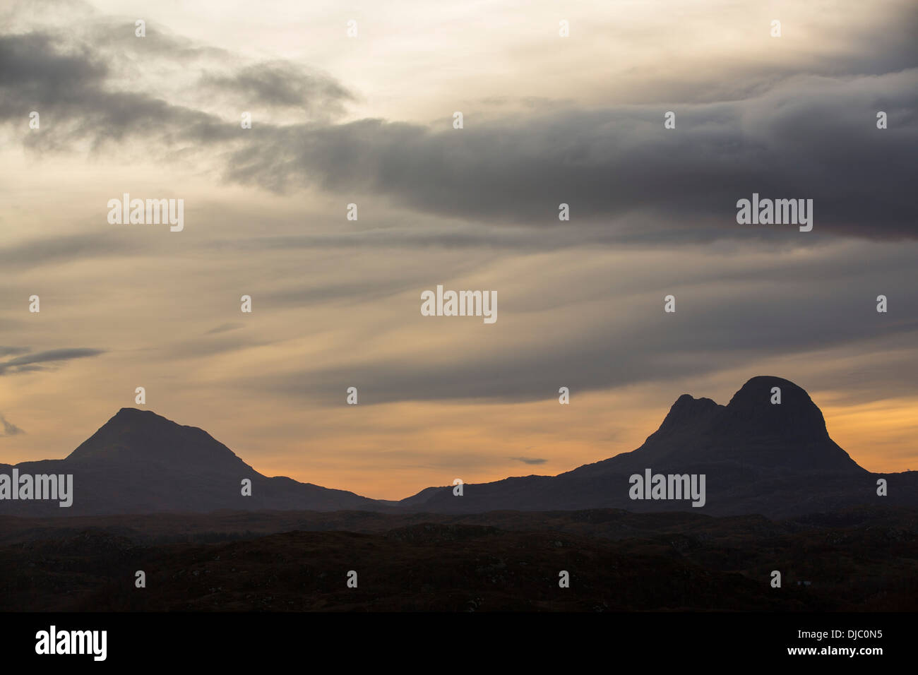 Suilven and Canisp the most iconic peaks of the Assynt mountains, North ...
