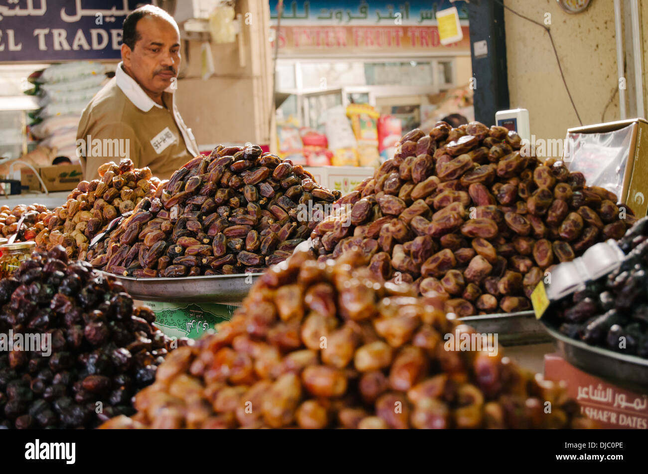 Dates carefully arranged are on display outside a stall in Deira's ...