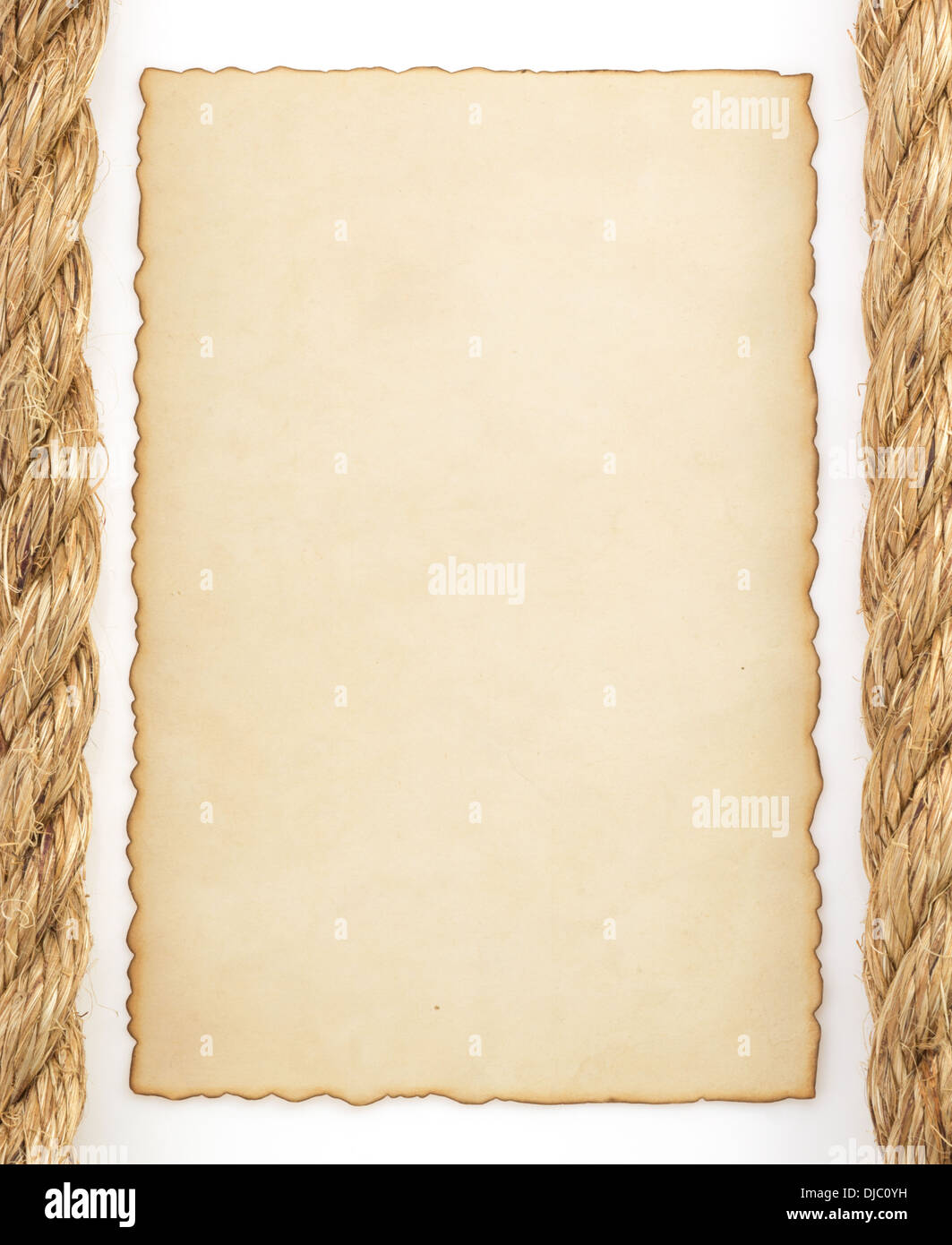 ropes and old paper isolated on white background Stock Photo - Alamy