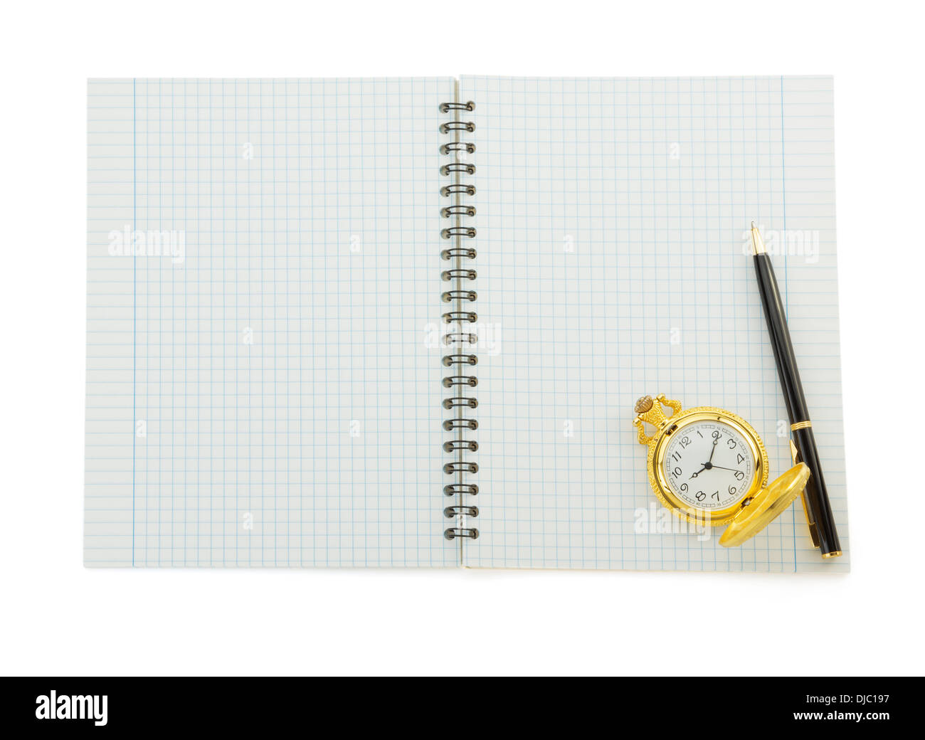 checked notebook isolated on white background Stock Photo - Alamy