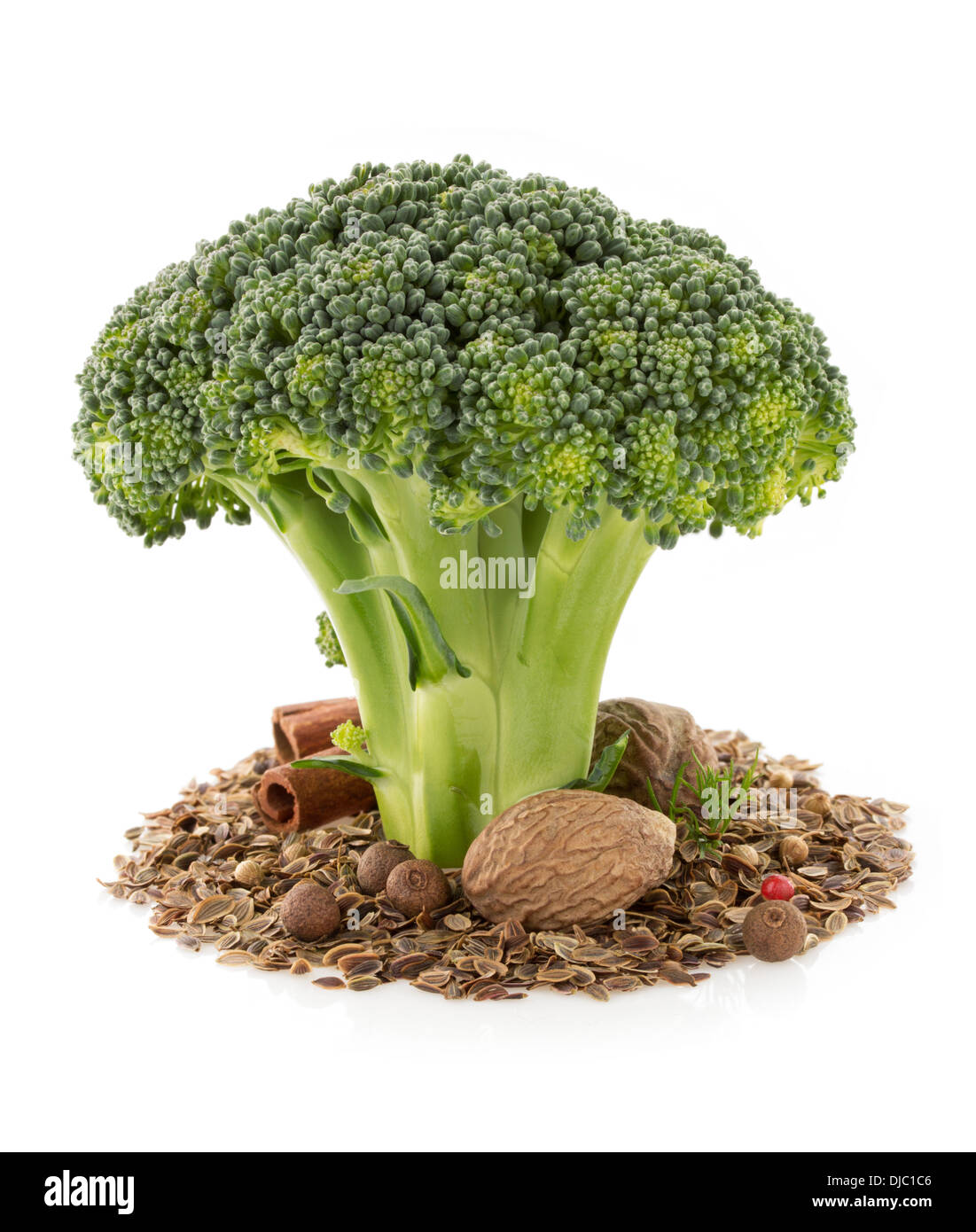 broccoli and spices isolated on white background Stock Photo - Alamy