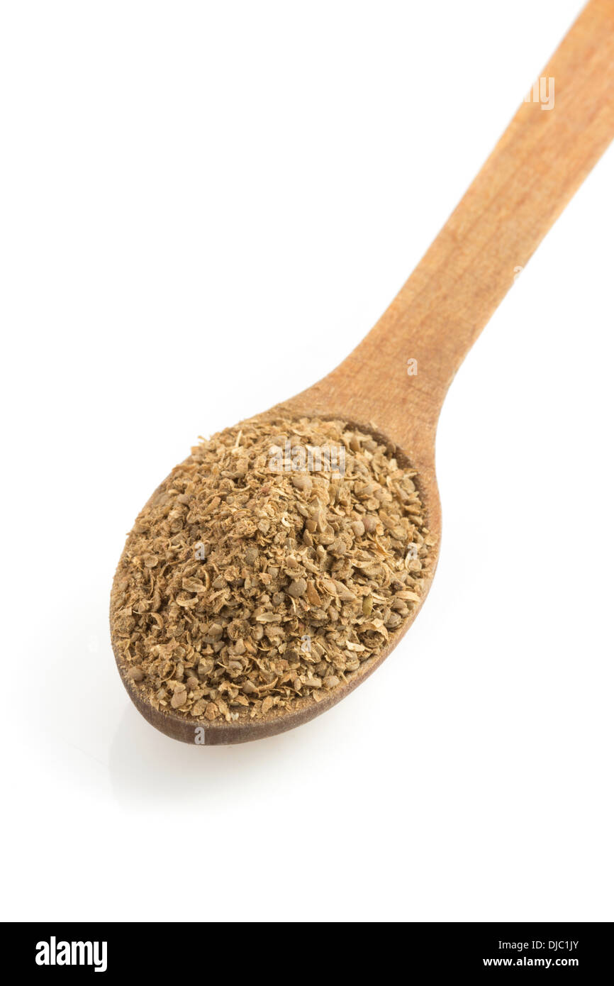 coriander powder and spoon isolated on white background Stock Photo - Alamy