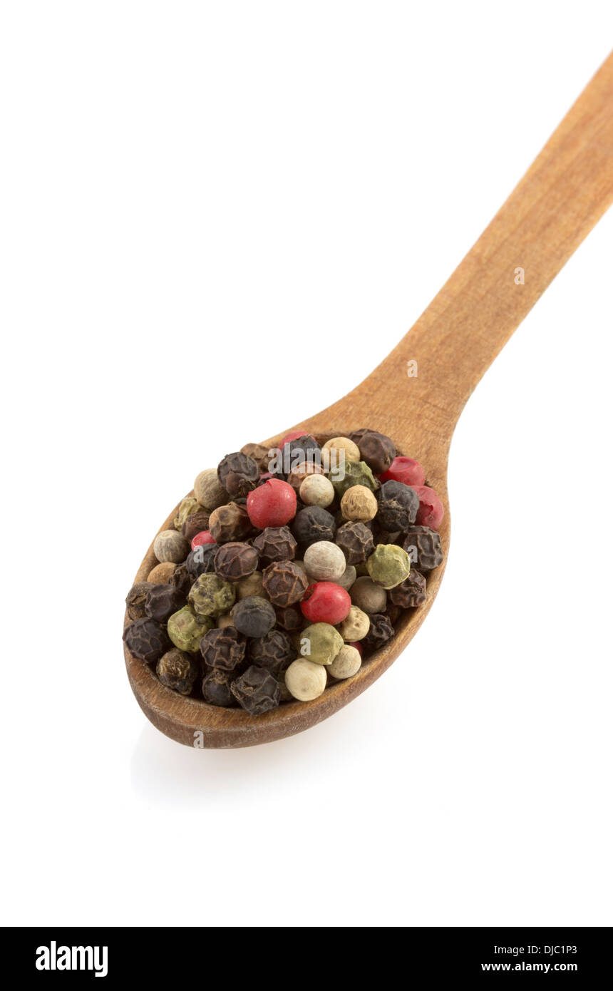 pepper in spoon isolated on white background Stock Photo - Alamy
