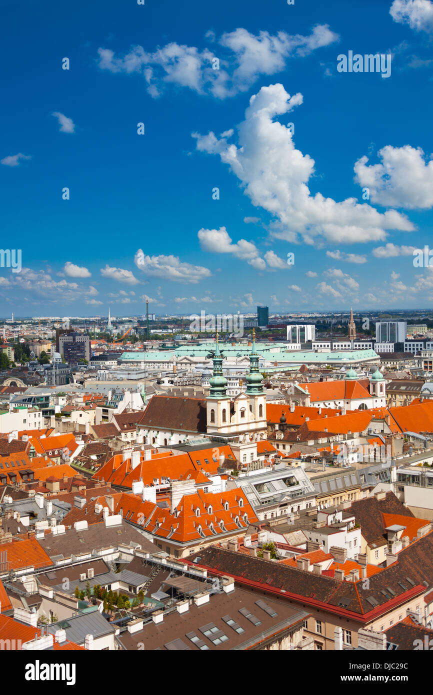 View from St. Stephen's Cathedral bell tower over Vienna, capital of ...