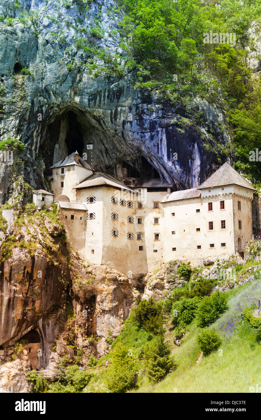 Predjama castle in the mountain, build inside the rock. Famous tourist ...