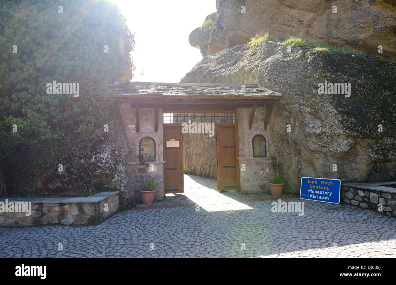 The entrance in Varlaam monastery, Meteora, Greece Stock Photo - Alamy
