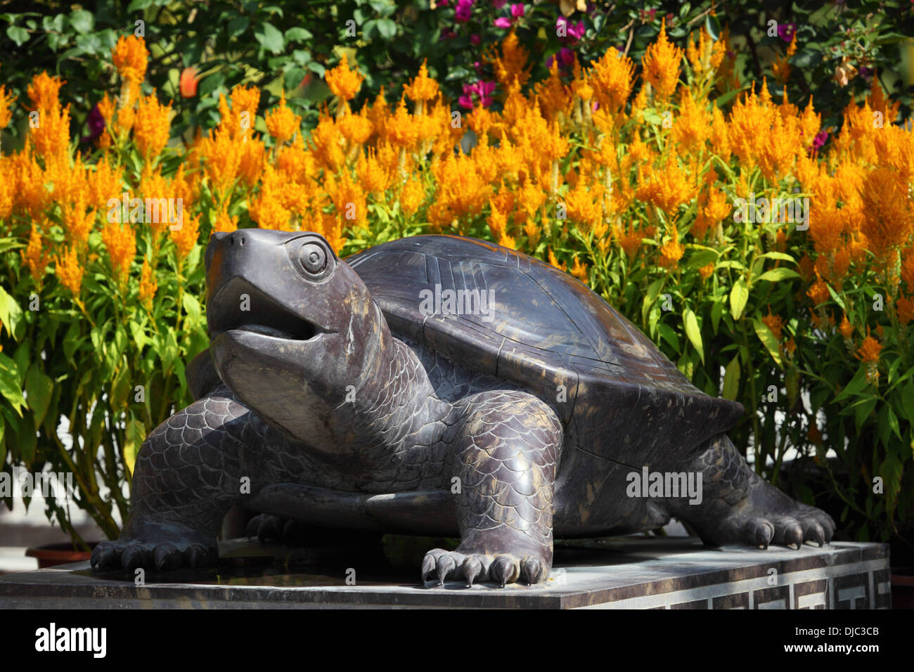 Asian turtle statue in a garden Stock Photo - Alamy
