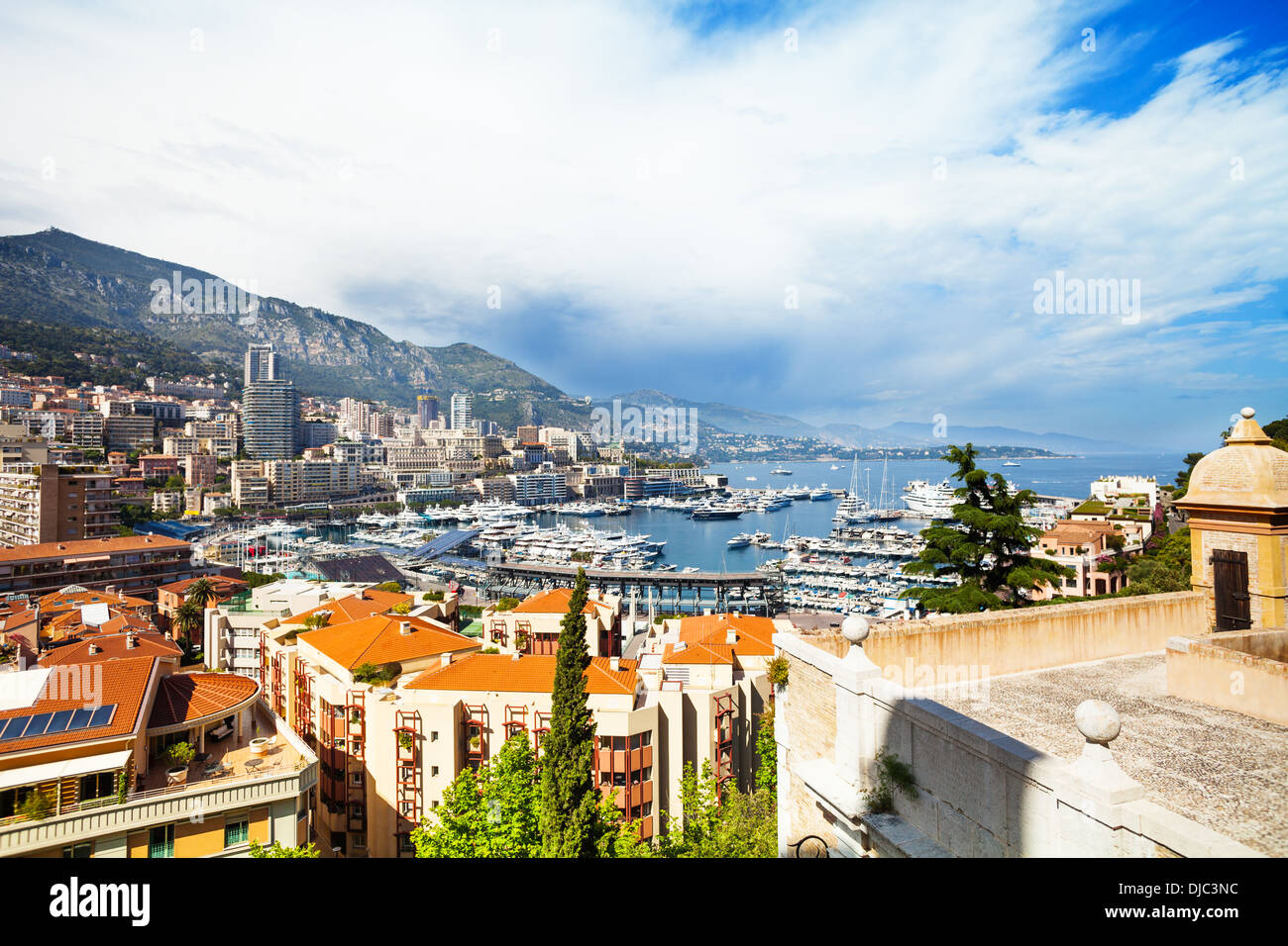 Cityscape and port with ships boats and yachts in Monaco, tiny little ...