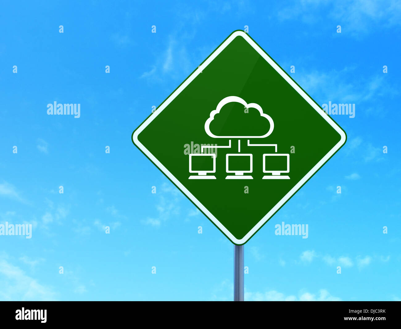 Cloud Network on road sign background Stock Photo - Alamy