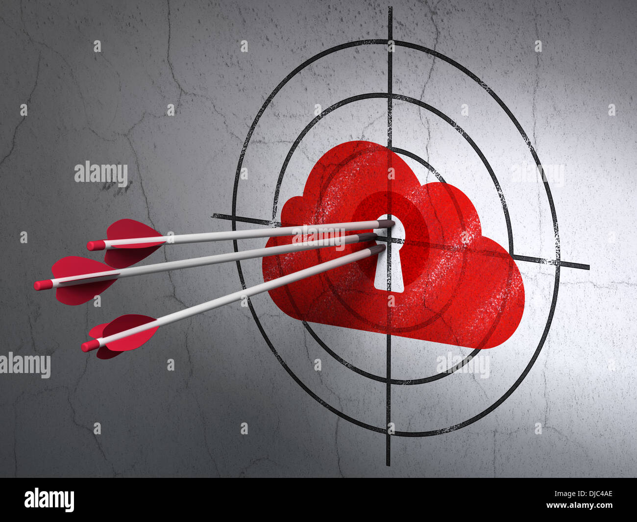 Arrows in Cloud With Keyhole target Stock Photo - Alamy