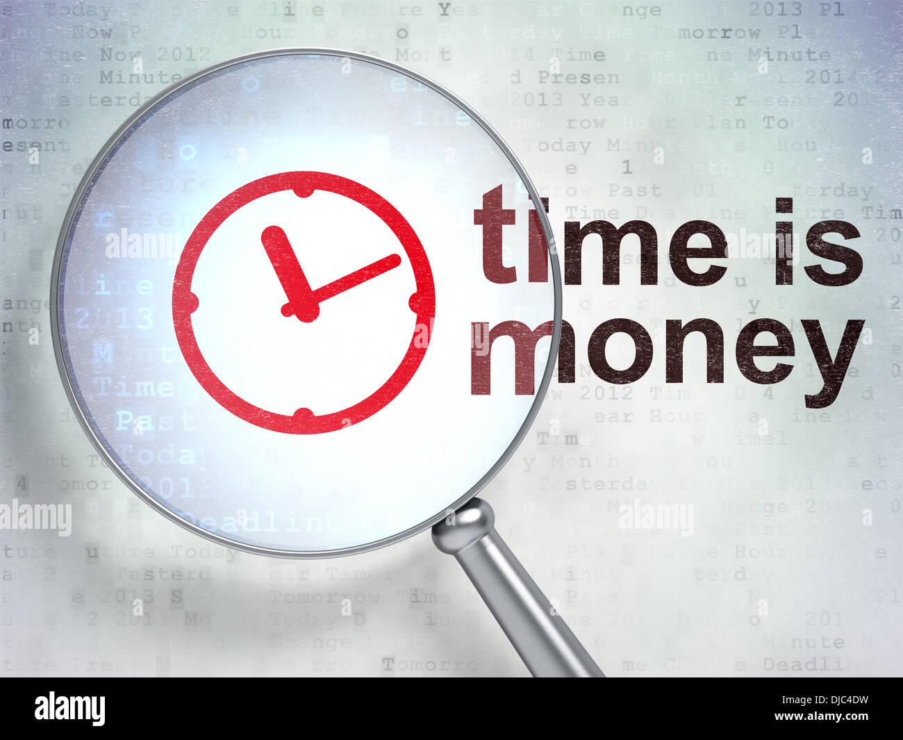 Clock and Time is Money with optical glass Stock Photo - Alamy