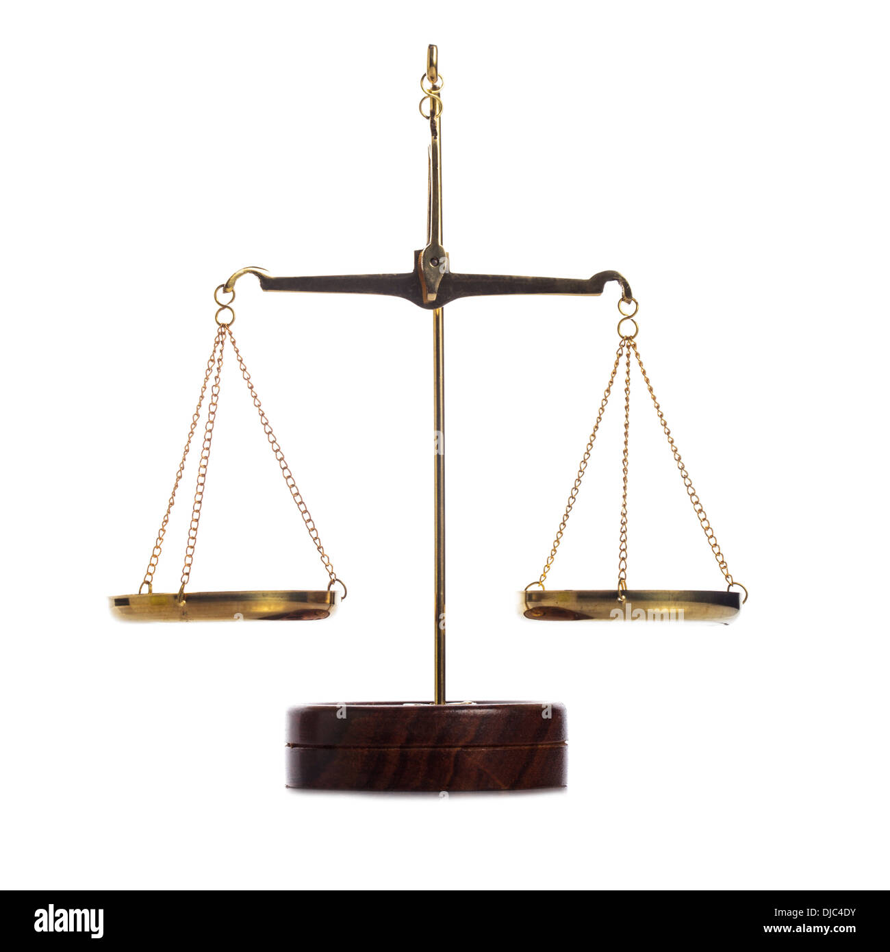 Balanced golden vintage scales isolated on white Stock Photo - Alamy