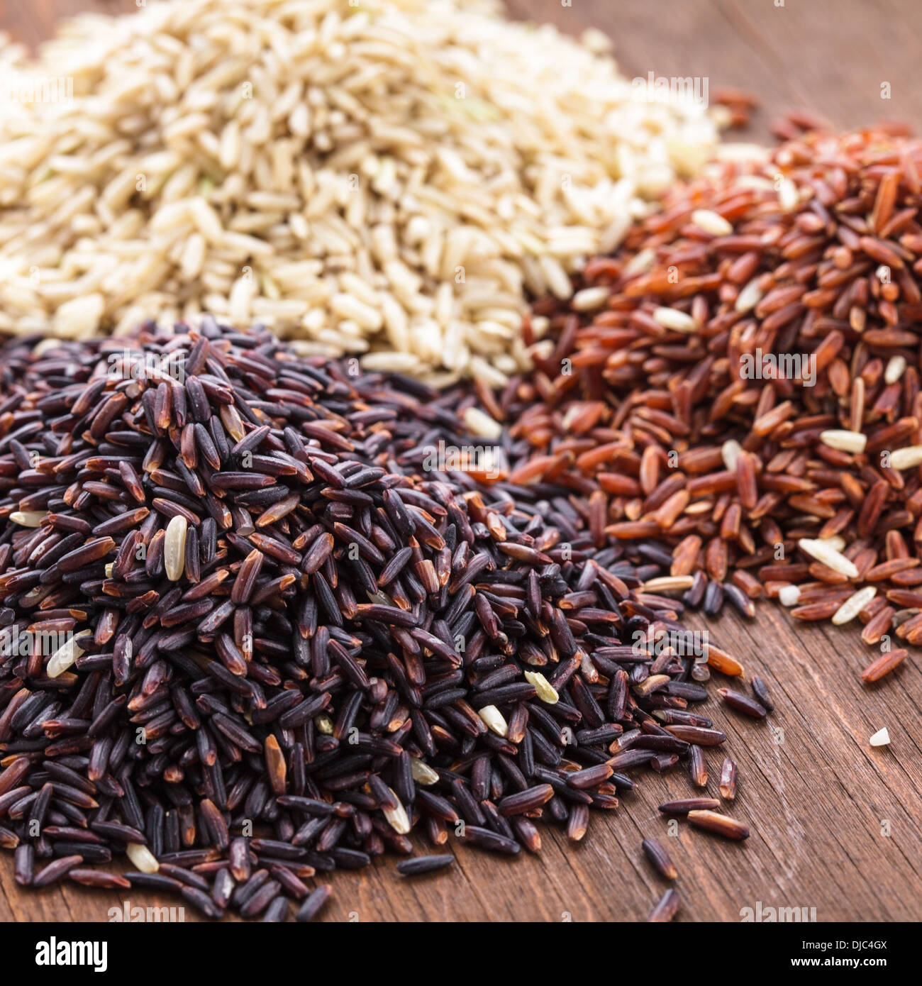 Healthy rice variety: brown, red and wild black Stock Photo - Alamy