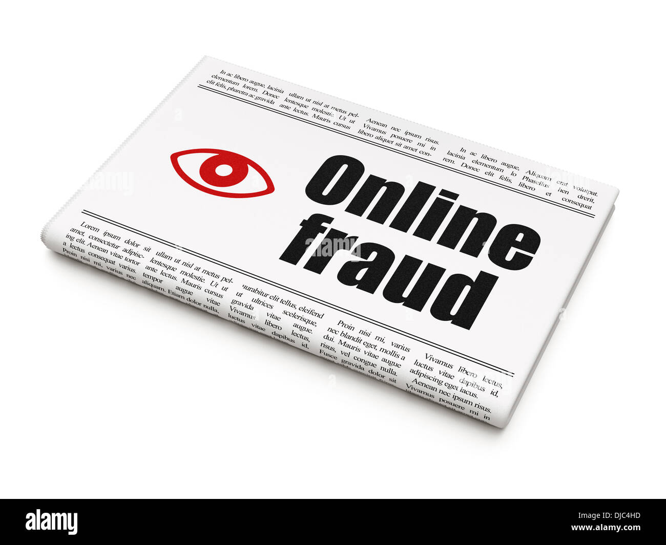 Safety concept: newspaper with Online Fraud and Eye Stock Photo - Alamy