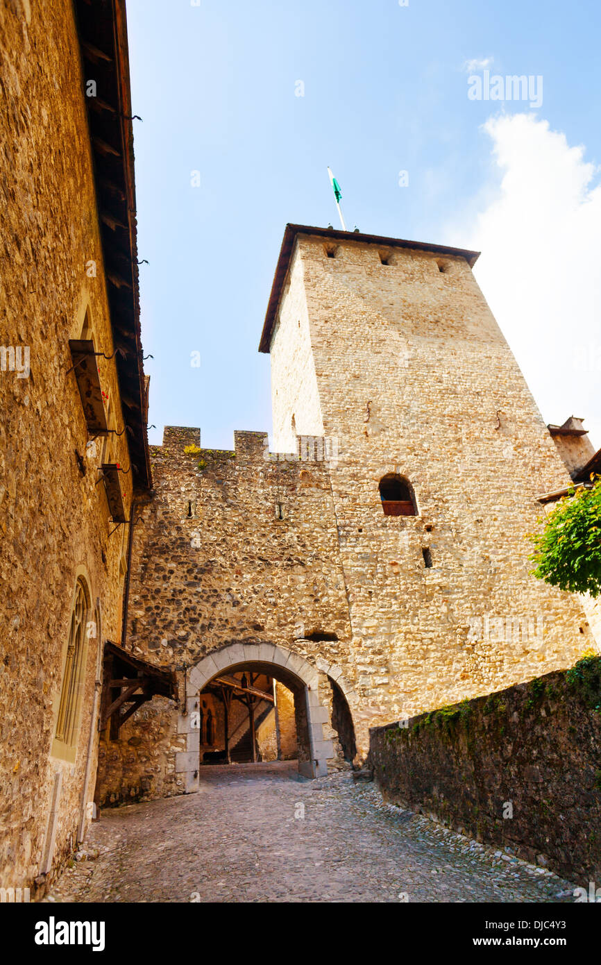 Gates in inner yard of Chillon castle walls Stock Photo - Alamy