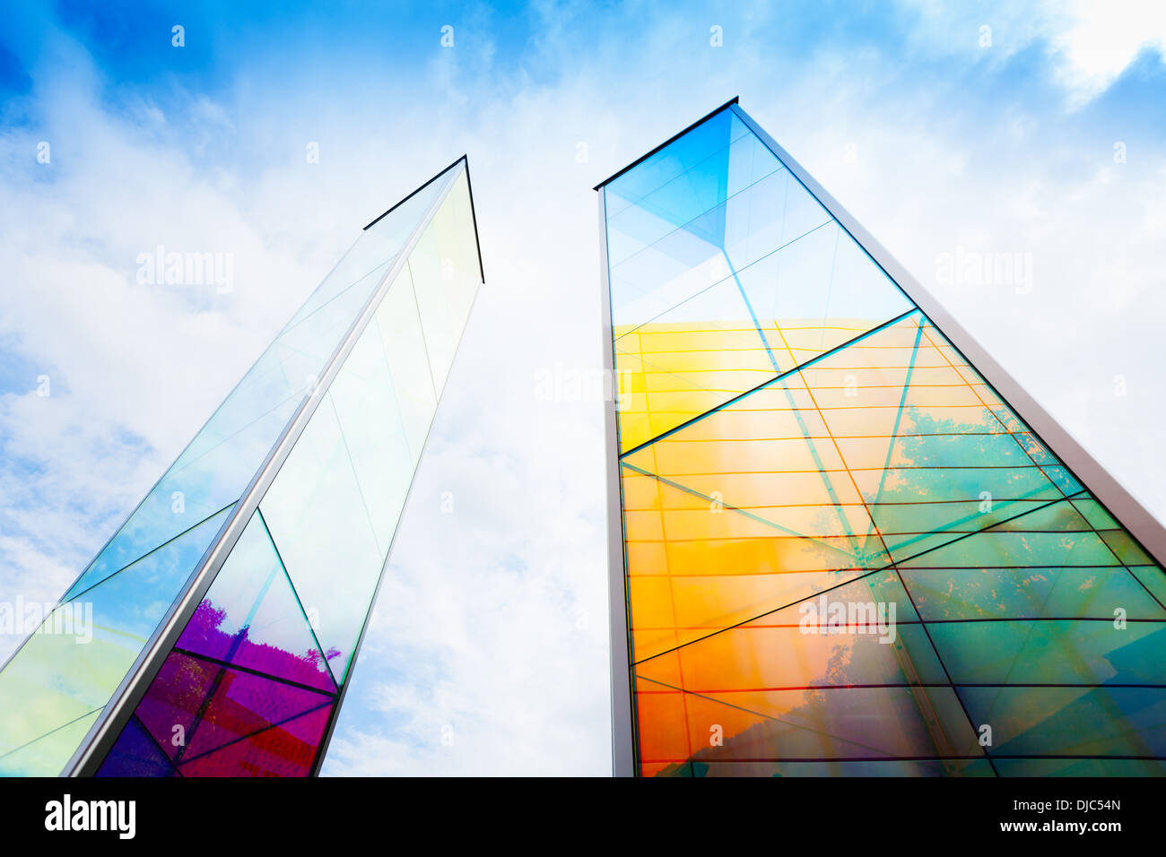Glass monument in Vaduz town capital of Liechtenstein kingdom, tiny ...