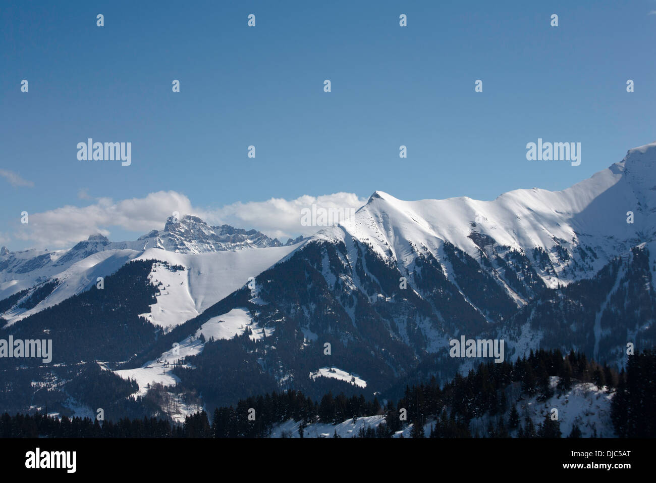 Mountain panorama looking along The Val D'illiez from the village of ...