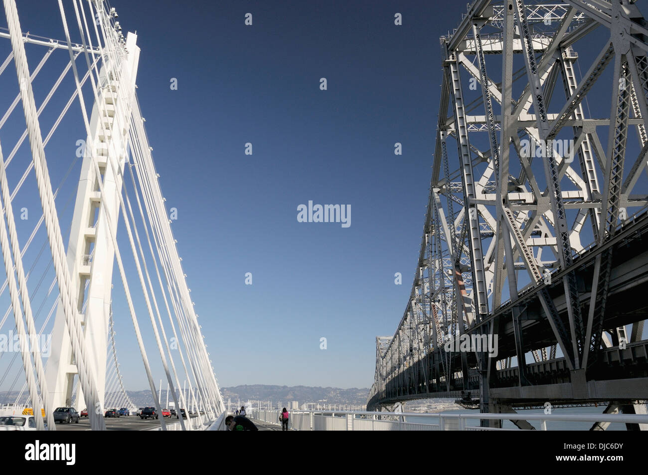 New (left) and Old (right) San Francisco - Oakland Bay Bridge ...