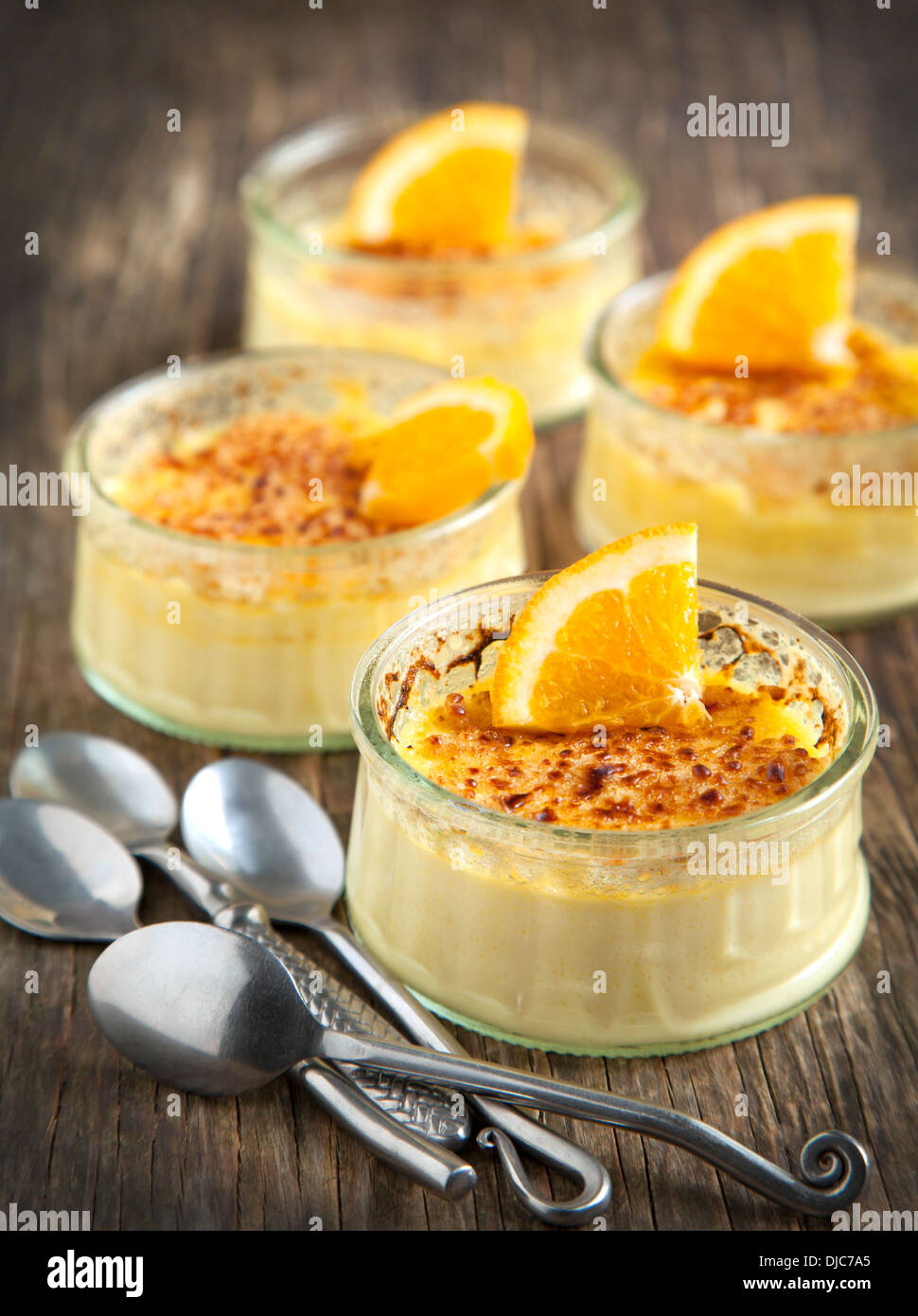 Orange cream brulee Stock Photo - Alamy