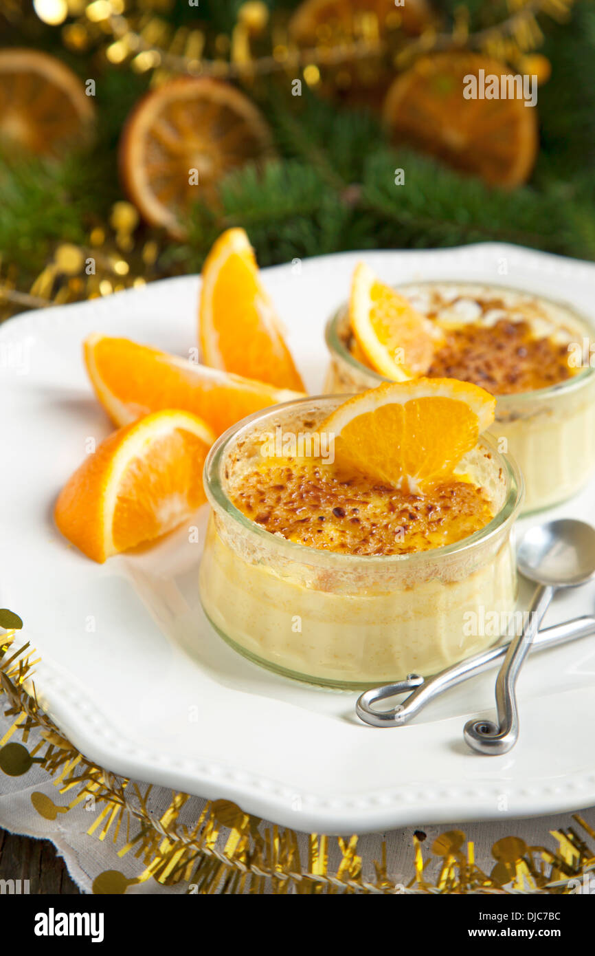 Orange cream brulee Stock Photo - Alamy