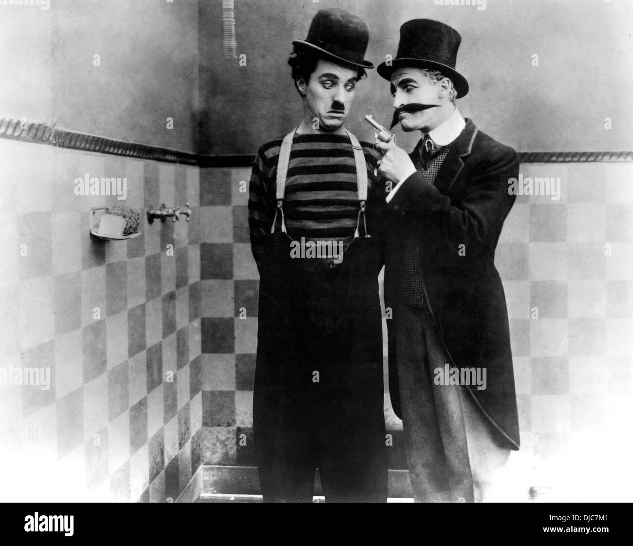 Charlie Chaplin and Leo White on-set of the Film, The Champion, 1915 ...