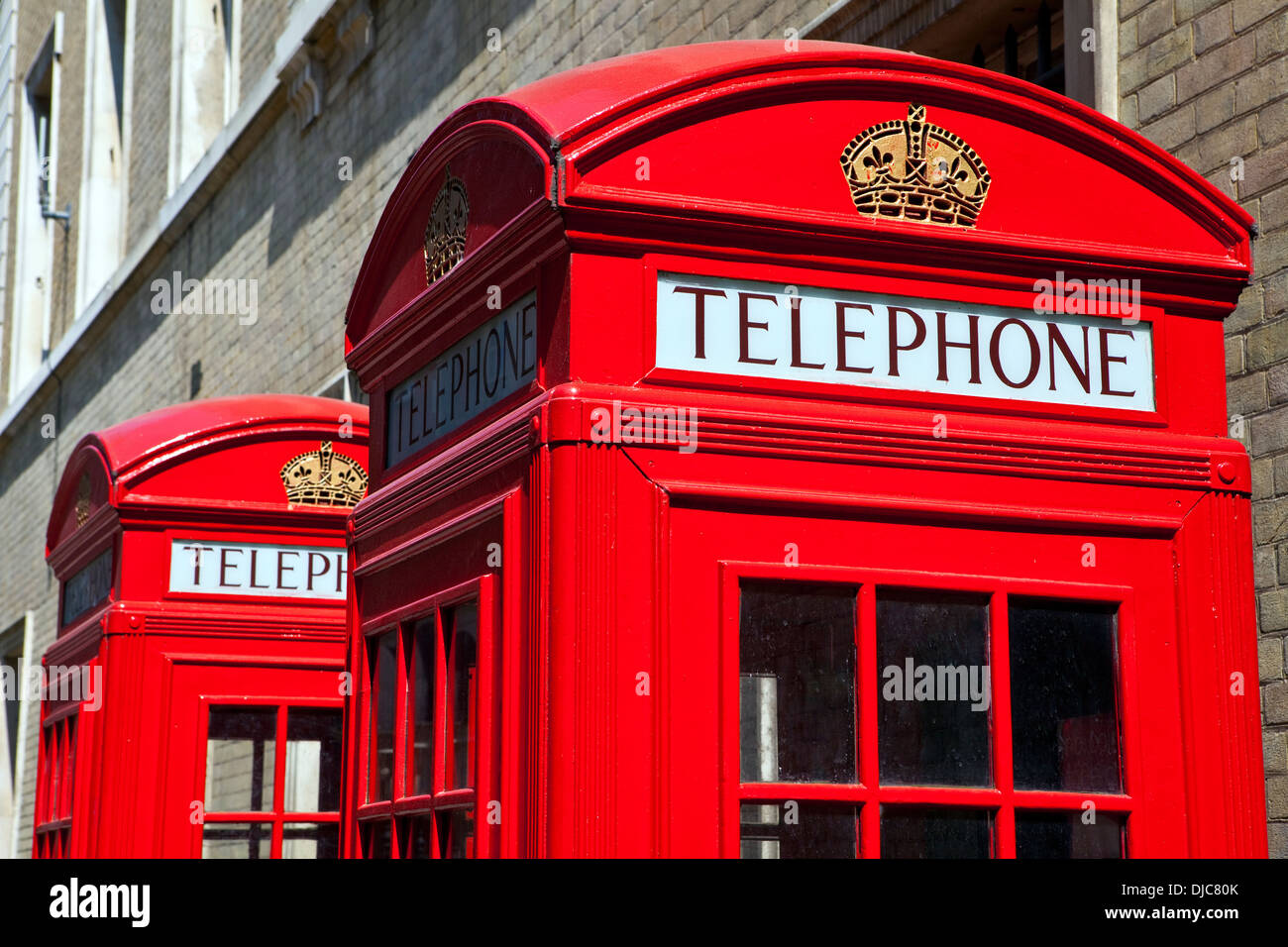 Iconic red telephone boxes in London Stock Photo - Alamy