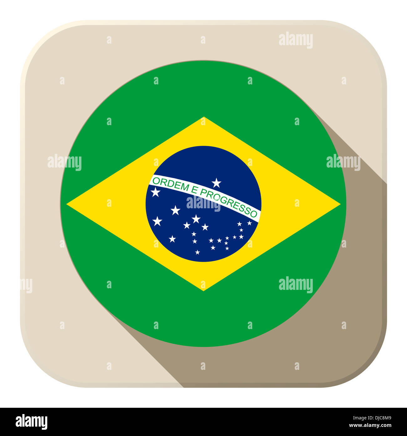 Vector - Brazil Flag Button Icon Modern Stock Photo - Alamy