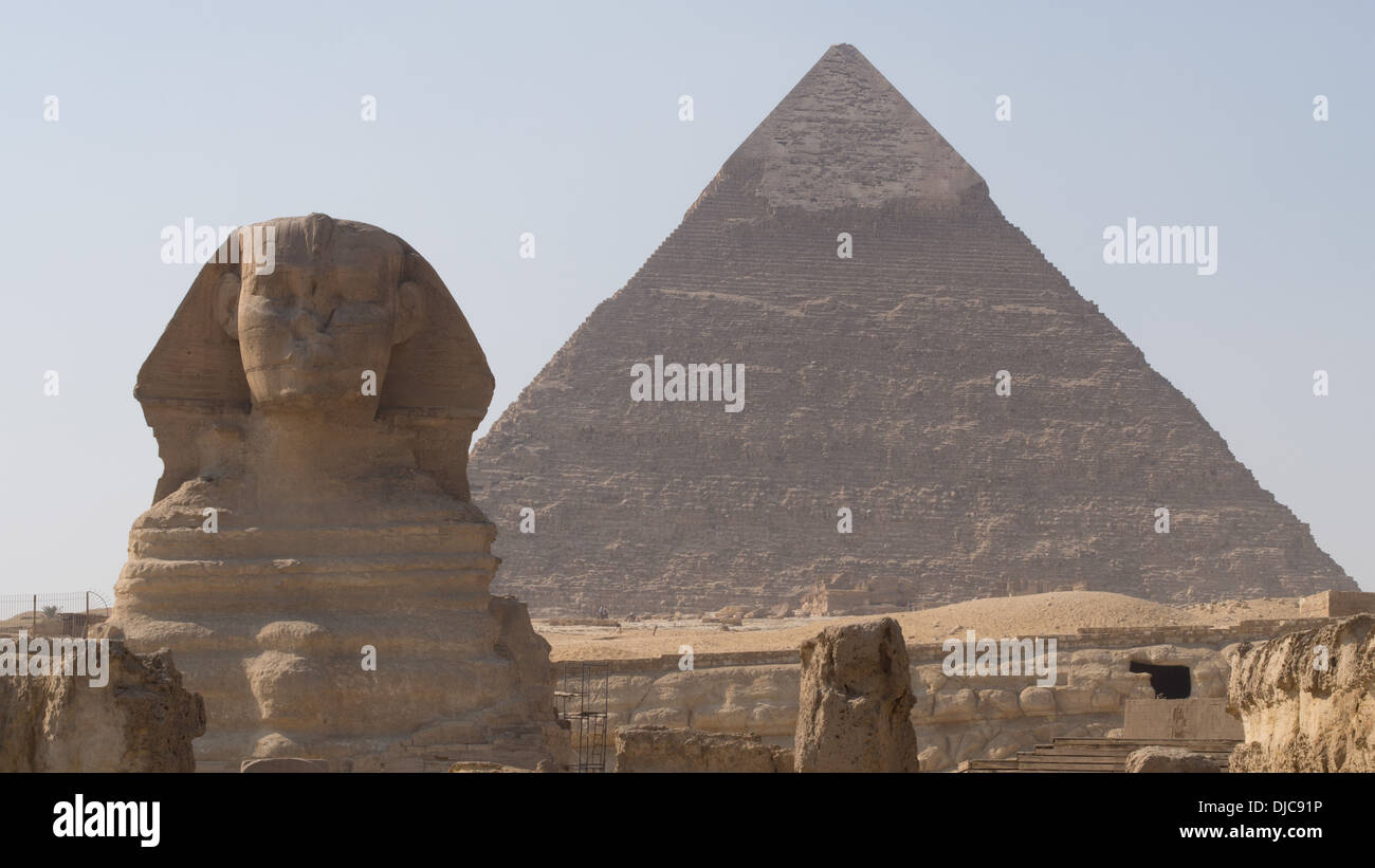 Pyramid khafre behind the sphinx hi-res stock photography and images ...
