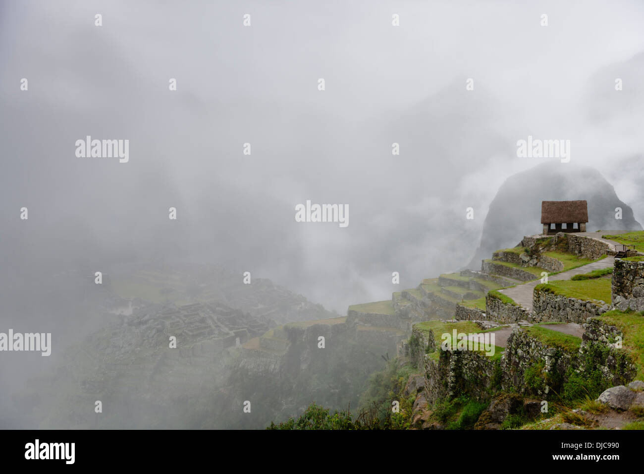 View of the ancient Inca city of Machu Picchu in the Cuzco Region of ...