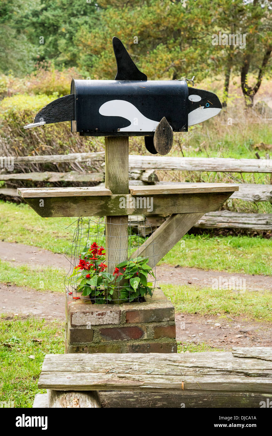 Killer whale mail box orca british columbia canada galiano island hi ...