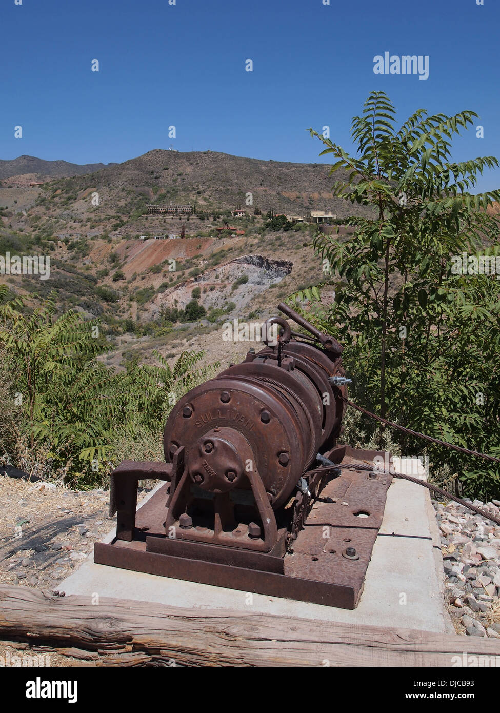 Mining machinery on display in the historic gold and copper mining town ...
