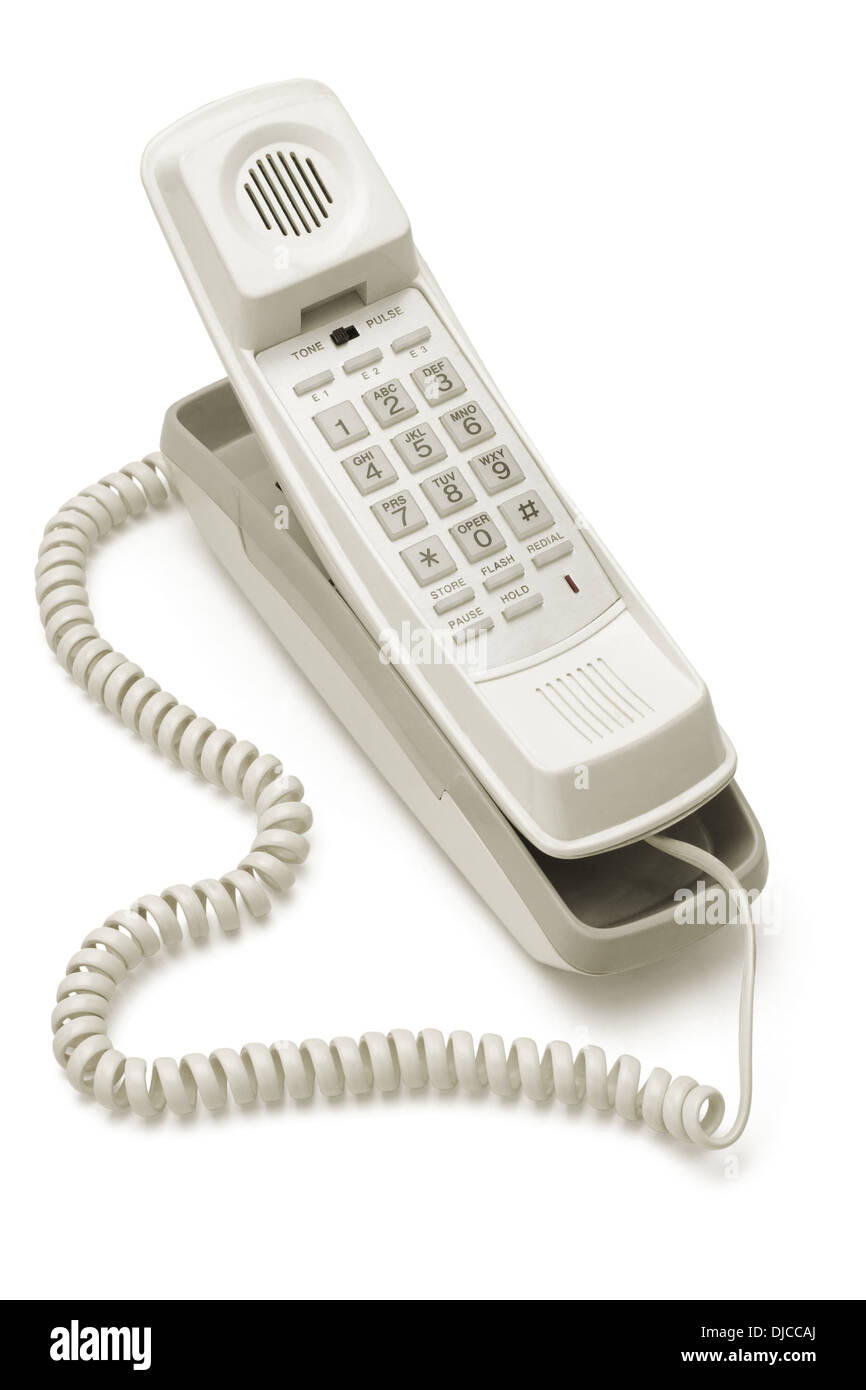 Digital Telephone Set On White Background Stock Photo - Alamy