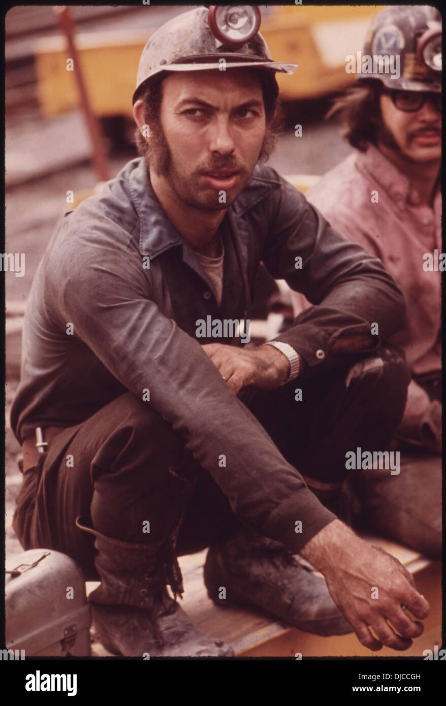 ONE OF A SERIES OF PORTRAITS OF MINERS WAITING TO GO TO WORK ON THE 4 P ...