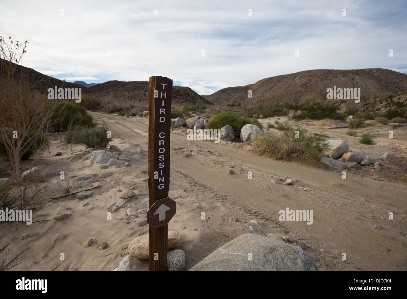 Photo MARK JOHNSON/IRONSTRING. A signpost marks Third Crossing, a wash ...