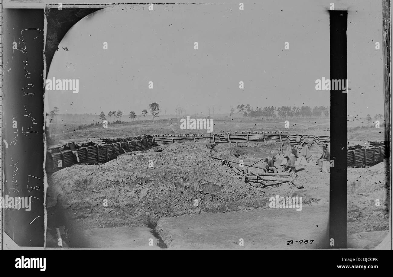 A historical redoubt near Fort Brady, Virginia, depicting a military ...