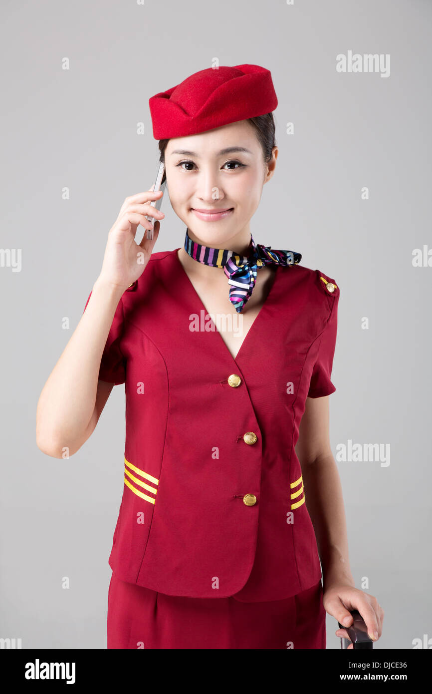 Airline flight stewardess air attendant cabin host crew hi-res stock ...
