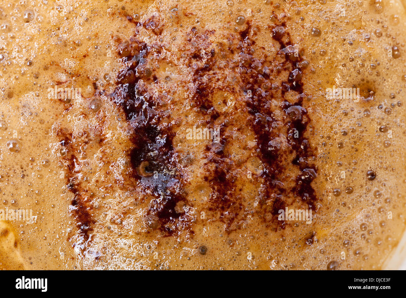 Hot beverage drink coffee cappuccino latte with froth as background or ...