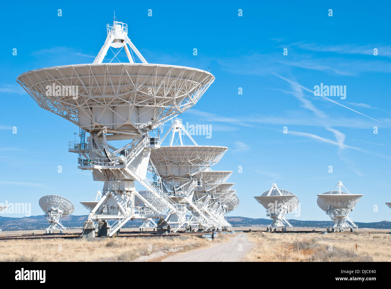 The massive radio telescopes at the Very Large Array stand in stark ...