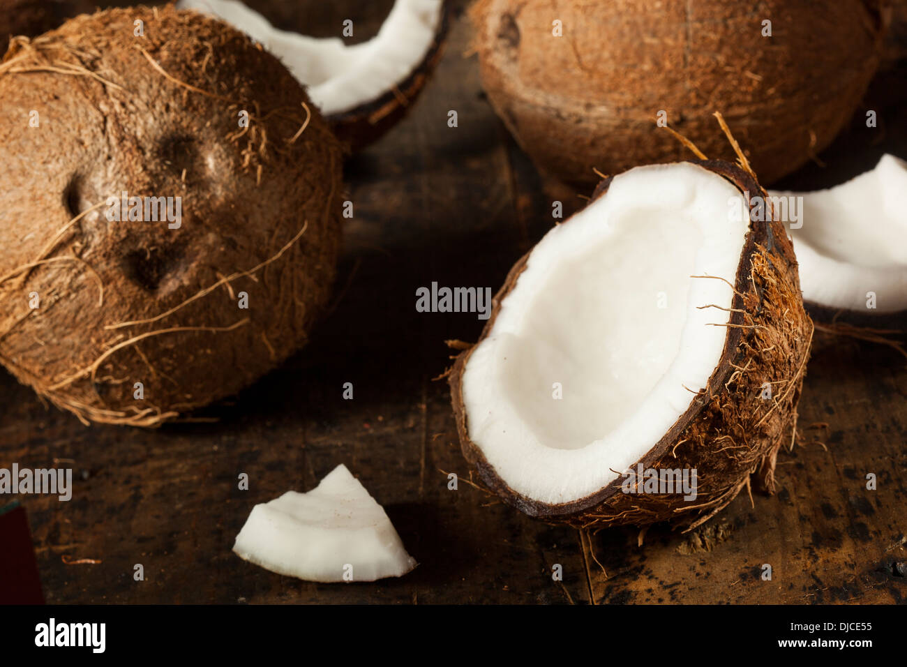 Fresh Organic Brown Coconut with White Flesh Stock Photo - Alamy